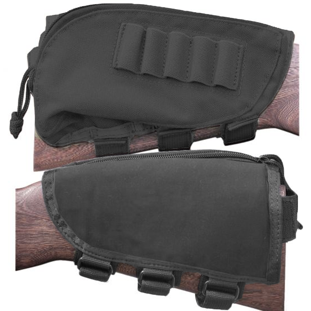 Buttstock Ammo Pouch with Cartridge Loops and Cheek Piece - Black ...