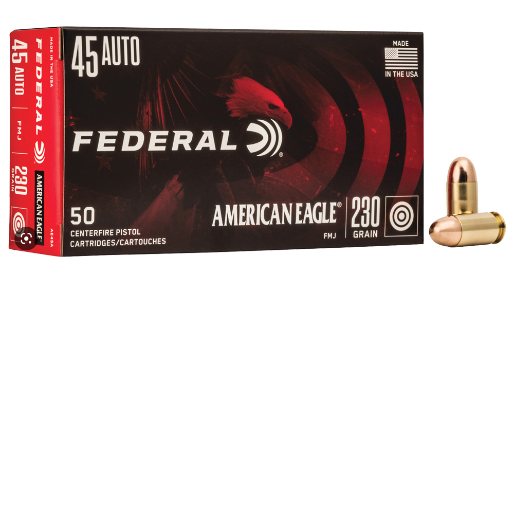 Federal American Eagle .45 ACP 230 Grain FMJ 50rd Box Ammo available at ...
