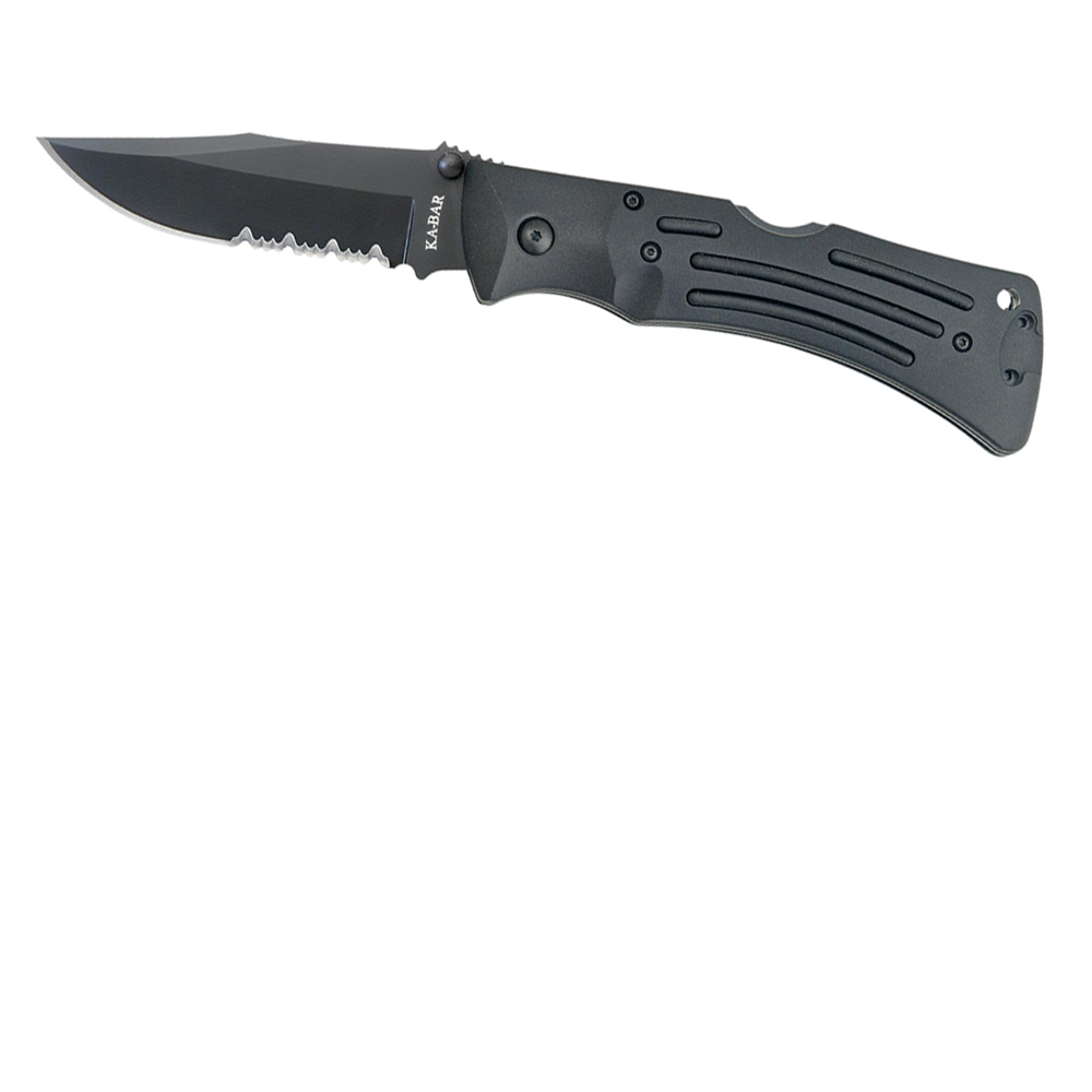 **Ka-Bar MULE Serrated Edge Knife - Black - Folder - Kabar Knives ...