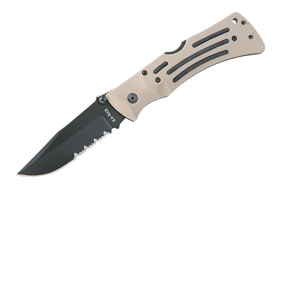 **Ka-Bar Desert MULE Serrated Edge Knife - Tan - Folder - Kabar Knives ...