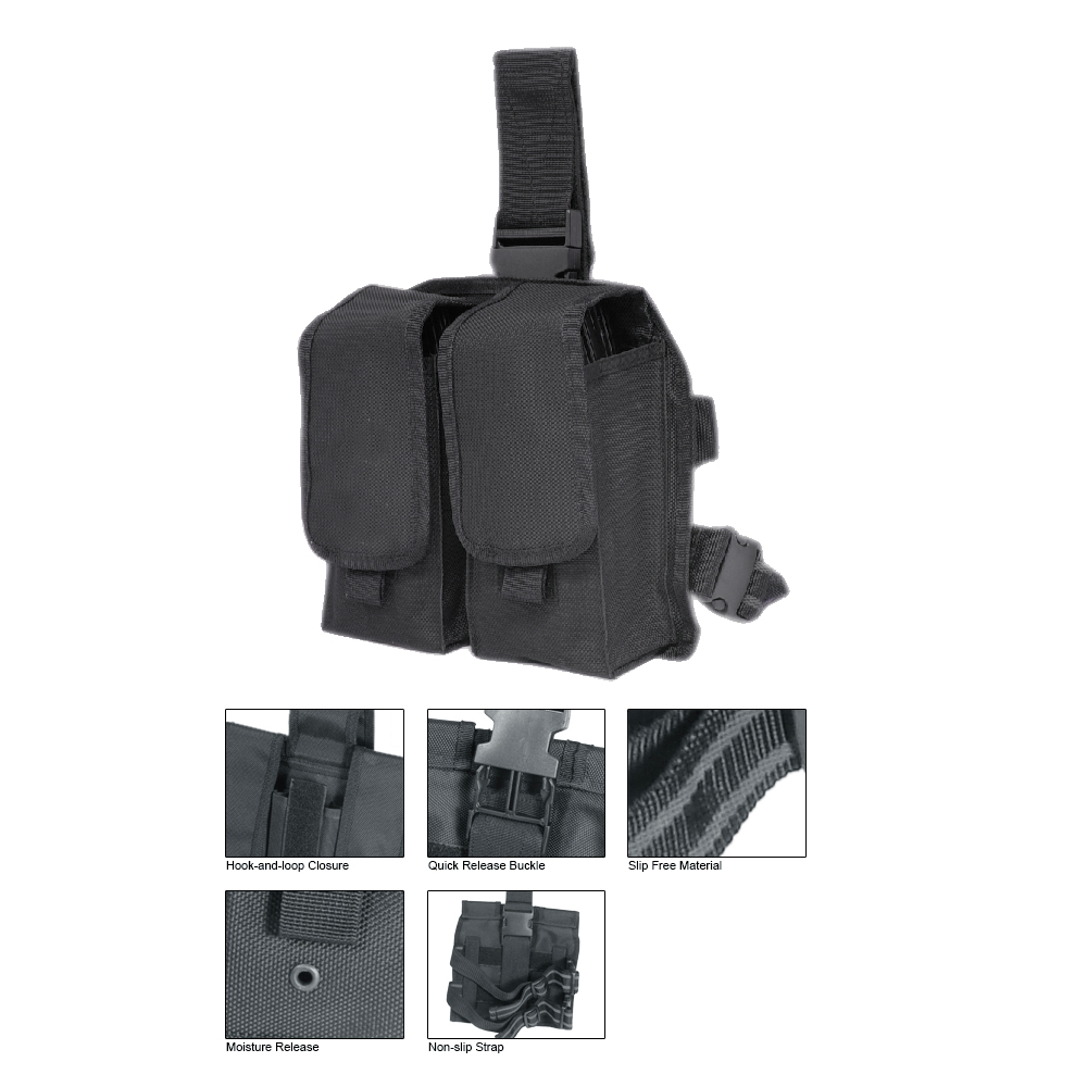 **UTG Double Drop-Leg Magazine Pouch - Black - Leapers ...