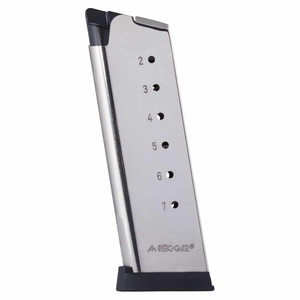 1911 Officer .45 ACP 7-Round High Cap Mag - Nickel | Mec-Gar Magazine