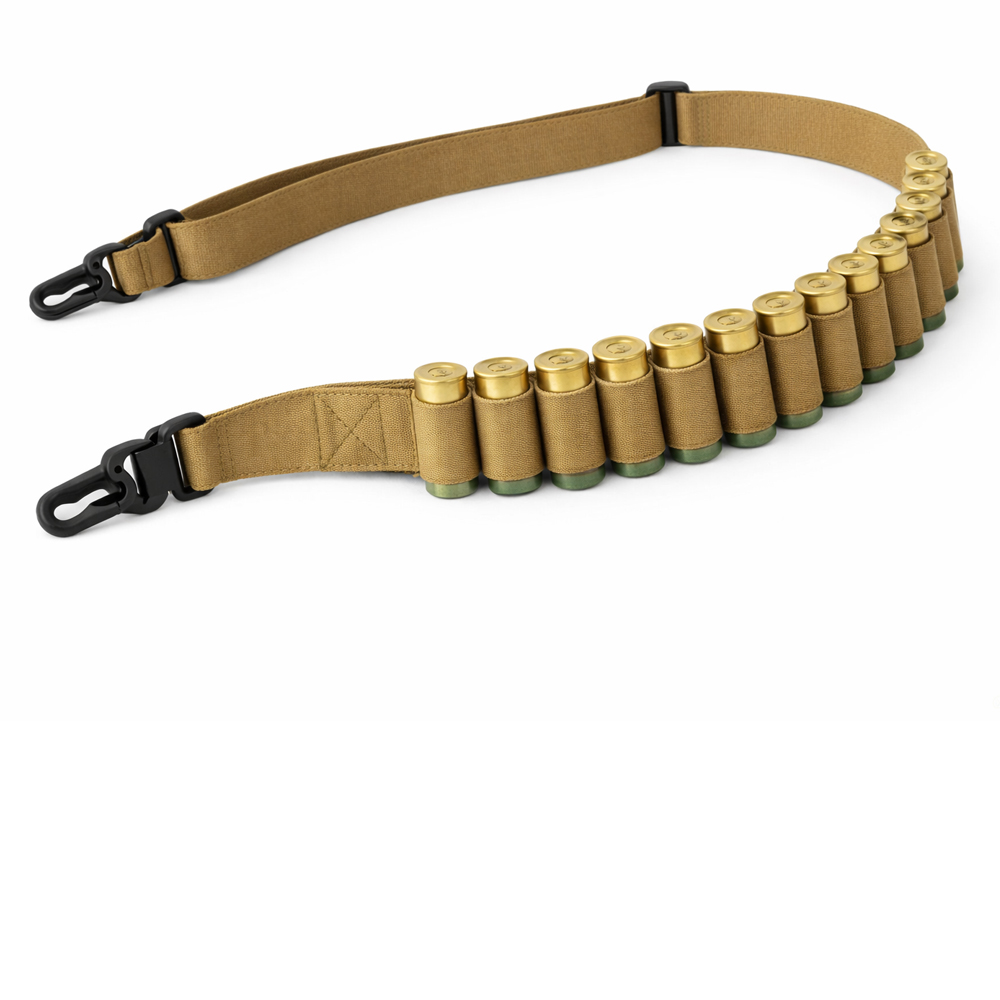 Shotgun Ammo Sling with Hook Clips - Holds 15 Rounds - Coyote Brown ...