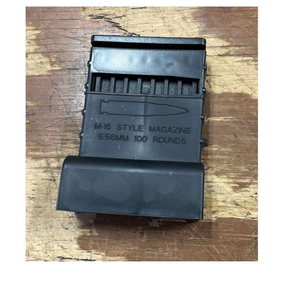 AR-15 7.62x39 75rd Steel Drum Magazine - Black - RWB