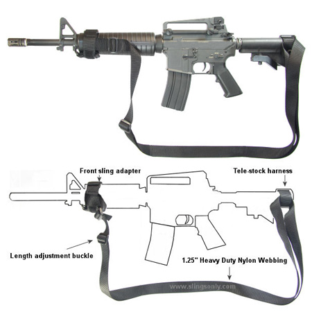 **M4 AR-15 Two Point Tactical Sling Black - Slings Only ...